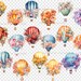 Floral Hot Air Balloons Clipart, Nursery Art, Card Making, Png File for ...