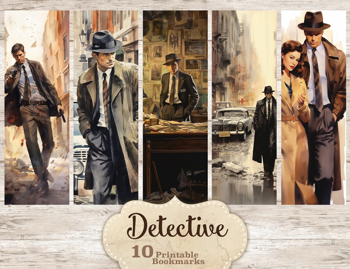 Printable Bookmarks Detective Printable Bookmarks Set - Etsy