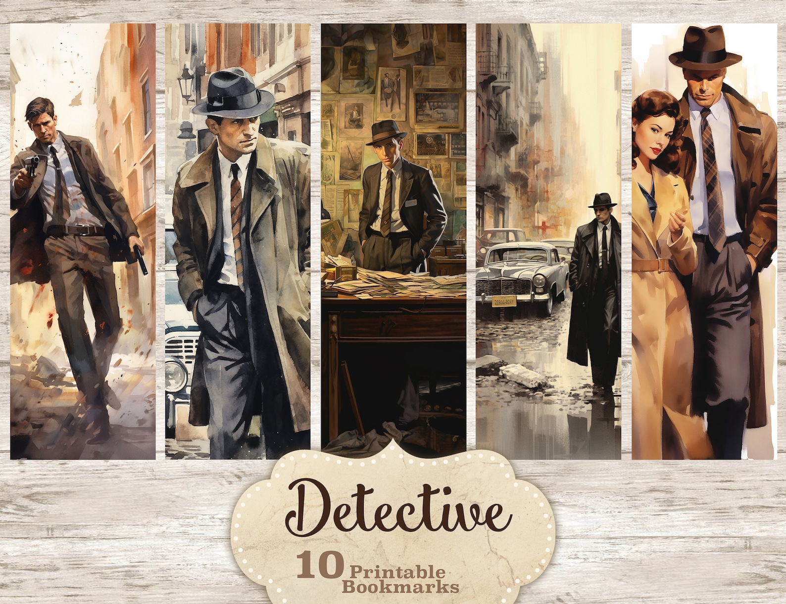 Printable Bookmarks Detective Printable Bookmarks Set - Etsy