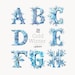 Winter Snowflake Alphabet Clipart: Blue Invitation Letters (PNG ...