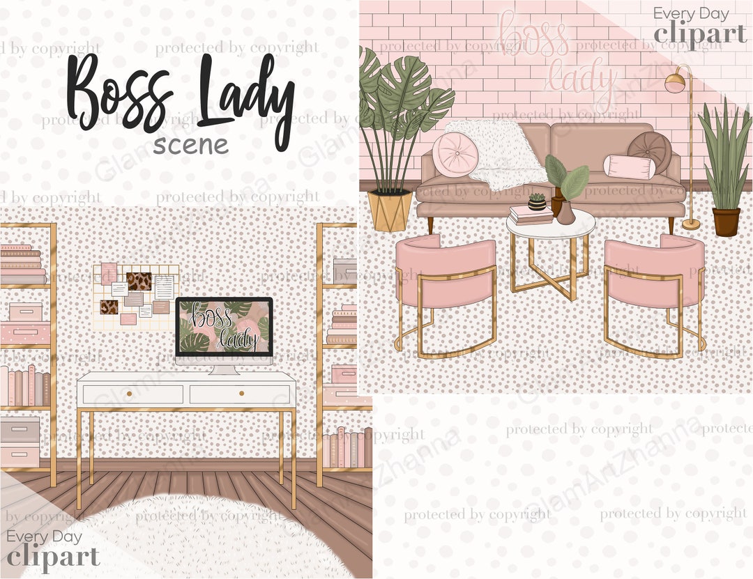 Boss Lady Scene Creator Clipart for Planner Stickers, Home Office ...