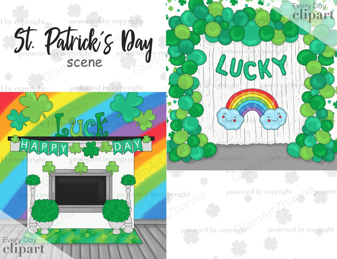 St. Patrick's Day Scenes Clipart, St Patrick's Day Design, St.paddy's ...