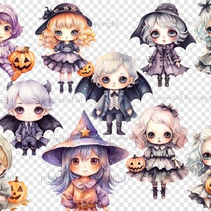 Cute Halloween Clipart, Girls Halloween Clipart, Kawaii Woman Clipart ...