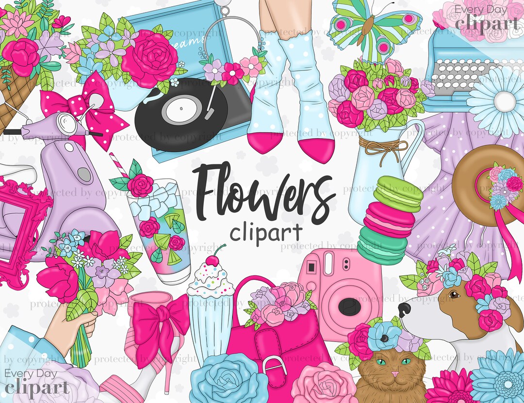 Spring Clipart Bundle, Clipart PNG Designs, Wildflower Spring Clipart ...