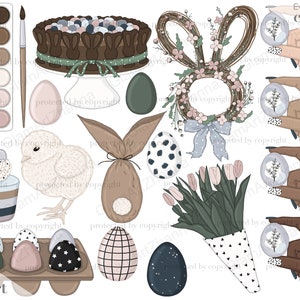 Easter Clipart, Easter Neutral Clipart, Easter Clip Art Kit, Spring ...