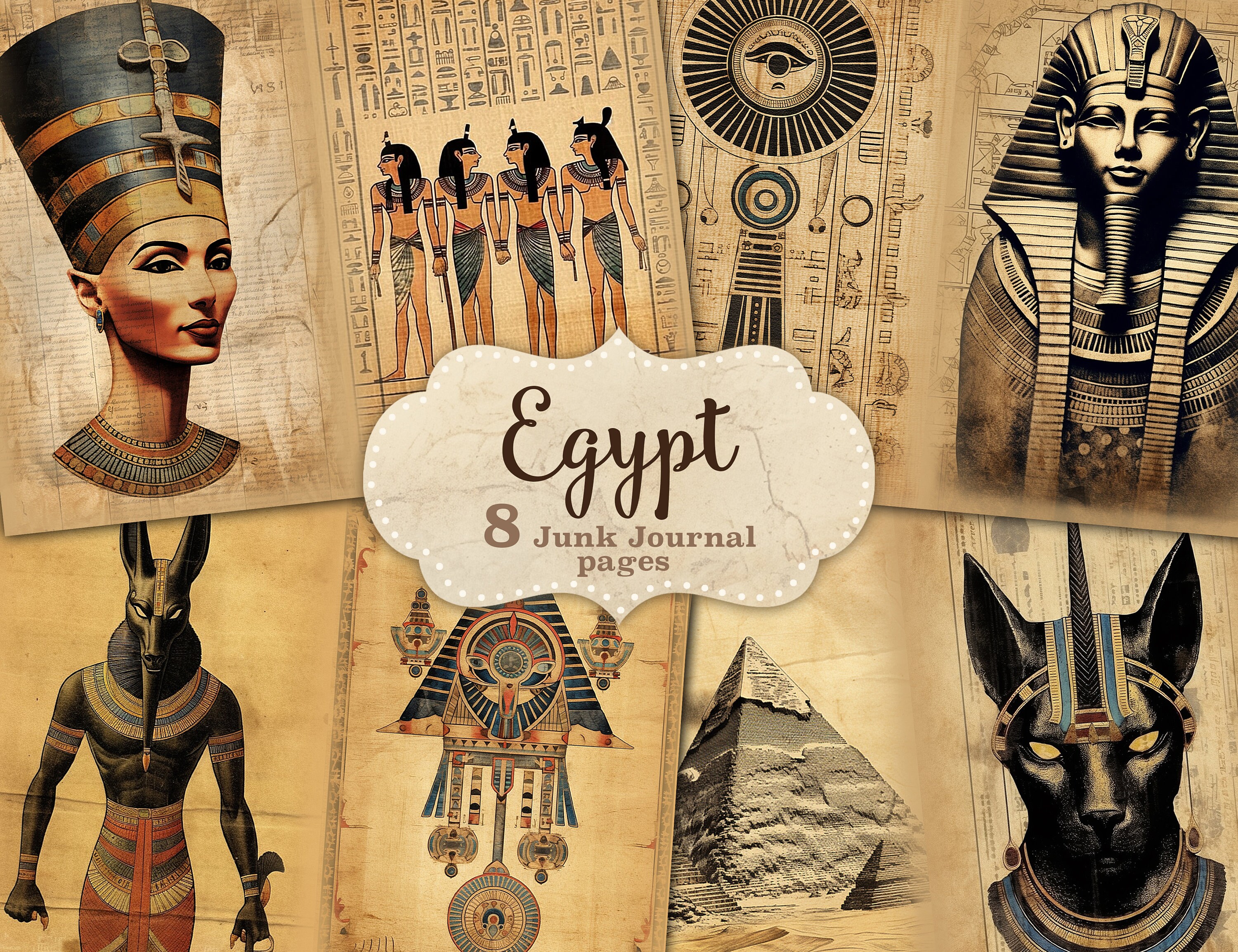 Egyptian Junk Journal Kit: Ancient Pyramid Collage Pages (digital ...