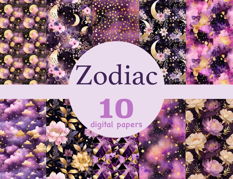 Zodiac Digital Paper Zodiac Digital Pattern Seamless - Etsy
