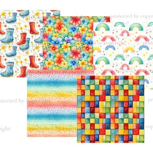 Rainy Day Digital Paper, Rainy Day Seamless Pattern, Spring Seamless ...