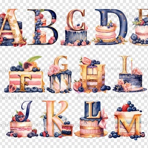 Birthday Cake Alphabet, Invitation Birthday Clipart, Invitation ...