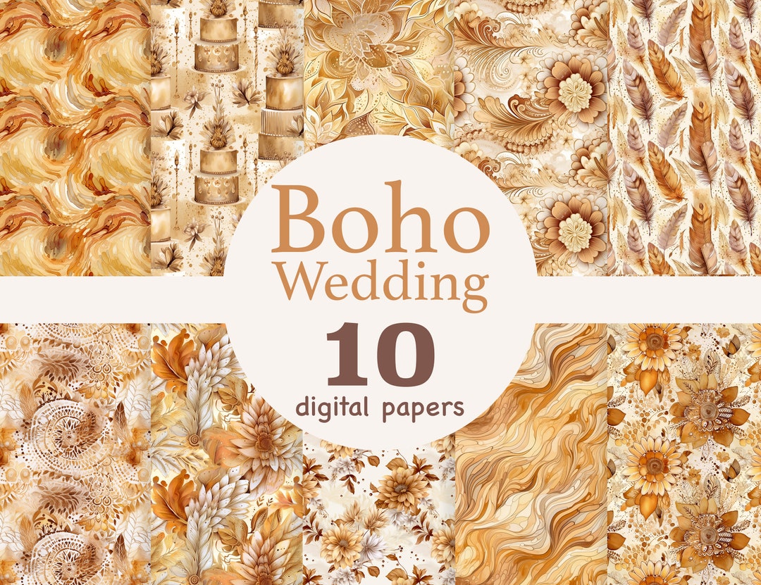 Boho Wedding Digital Paper, Boho Wedding Digital Pattern Seamless ...