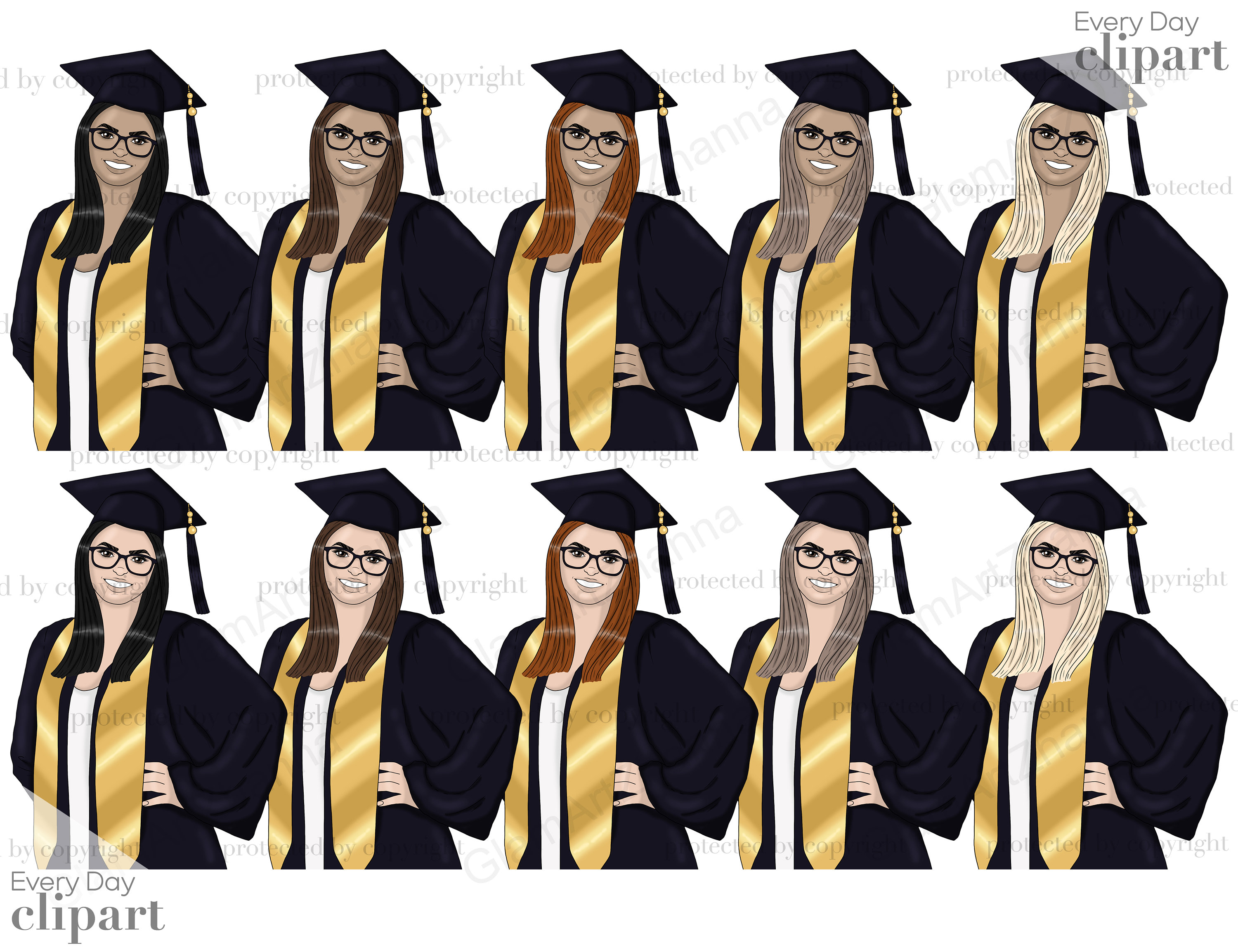 Graduating Girls Planner Stickers College Senior Clipart for - Etsy