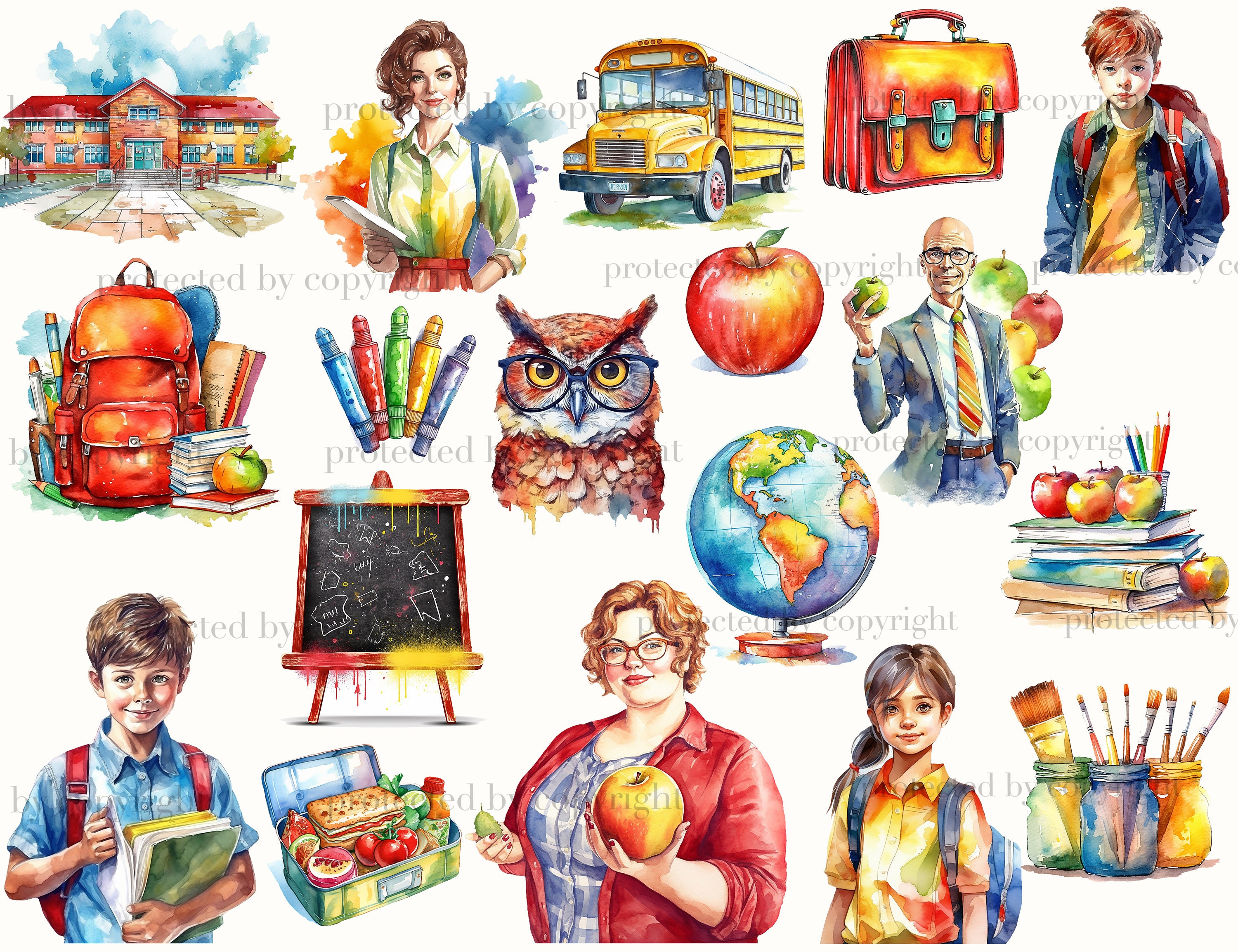 Back to School Clipart Chalkboard School Bus Clip Art Study - Etsy