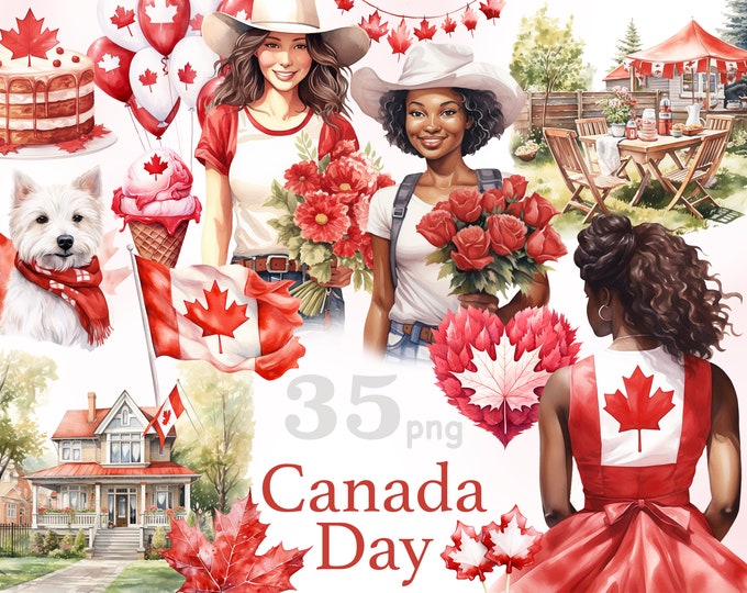 Canada Day Clipart, Canada Day PNG, Watercolor Clipart, 1st of July ...