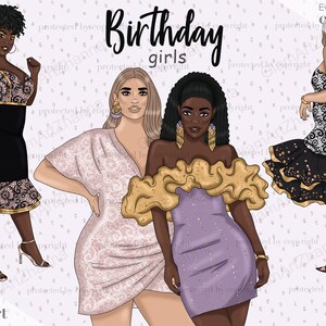 Birthday Girls Clipart PNG: African American Women, Birthday Cake ...