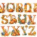 Pumpkin Alphabet Letters Clipart Png Watercolor Floral Clip - Etsy