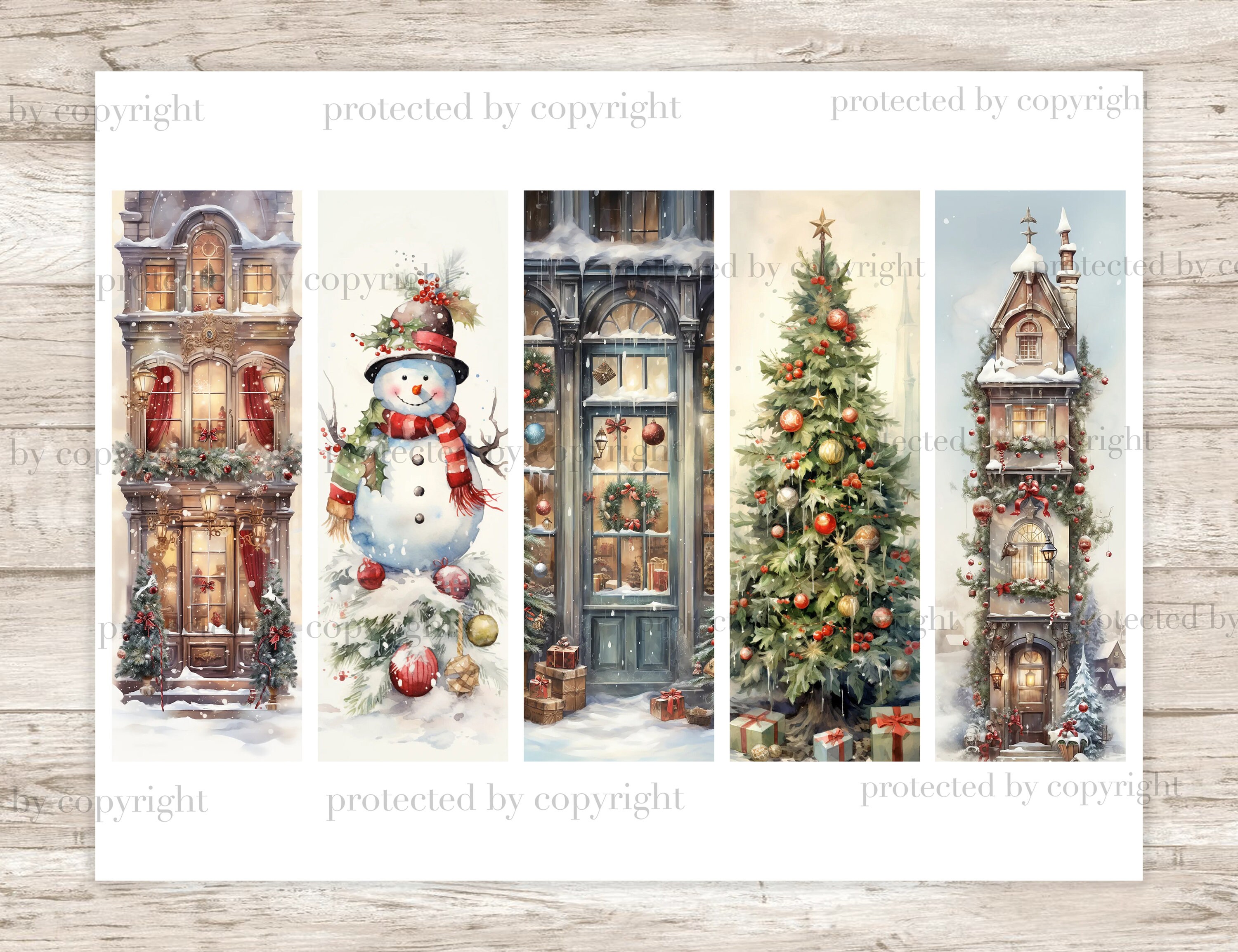 Vintage Christmas Bookmarks: Printable Holiday Designs (JPEG Download ...