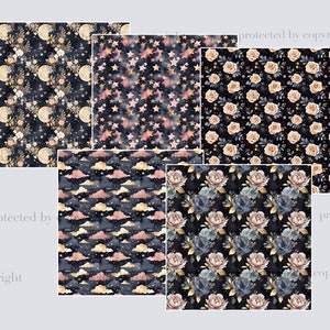 Celestial Star Seamless Digital Paper Pack Jpeg, Celestial Digital Paper, Celestial Digital ...