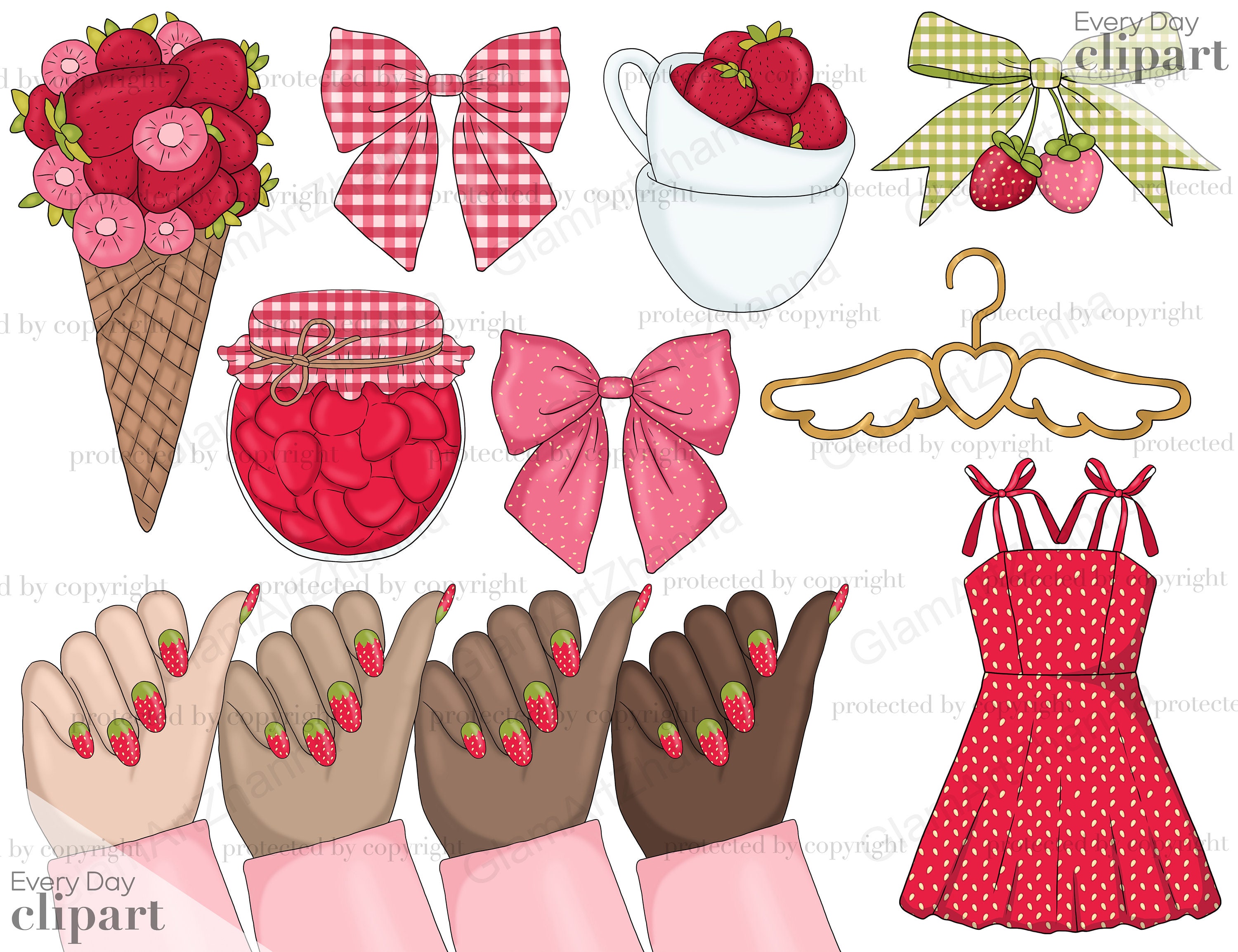 Spring Summer Strawberry Clipart Sweet Strawberry Clipart for - Etsy