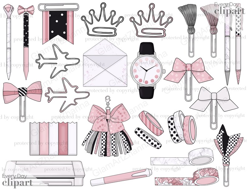 Planner Girl Clipart Stationery Planner Graphics Office - Etsy