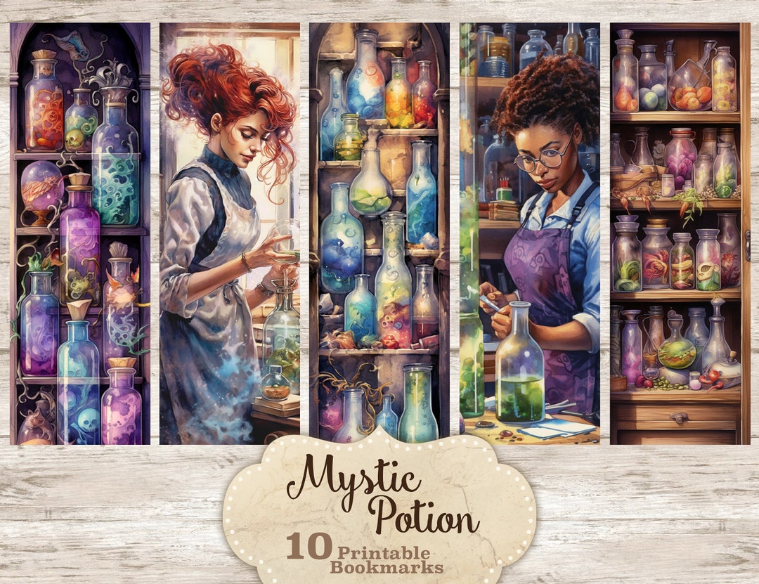 Mystic Potion Printable Bookmarks, Alchemical Potion Bookmark, Alchemy ...