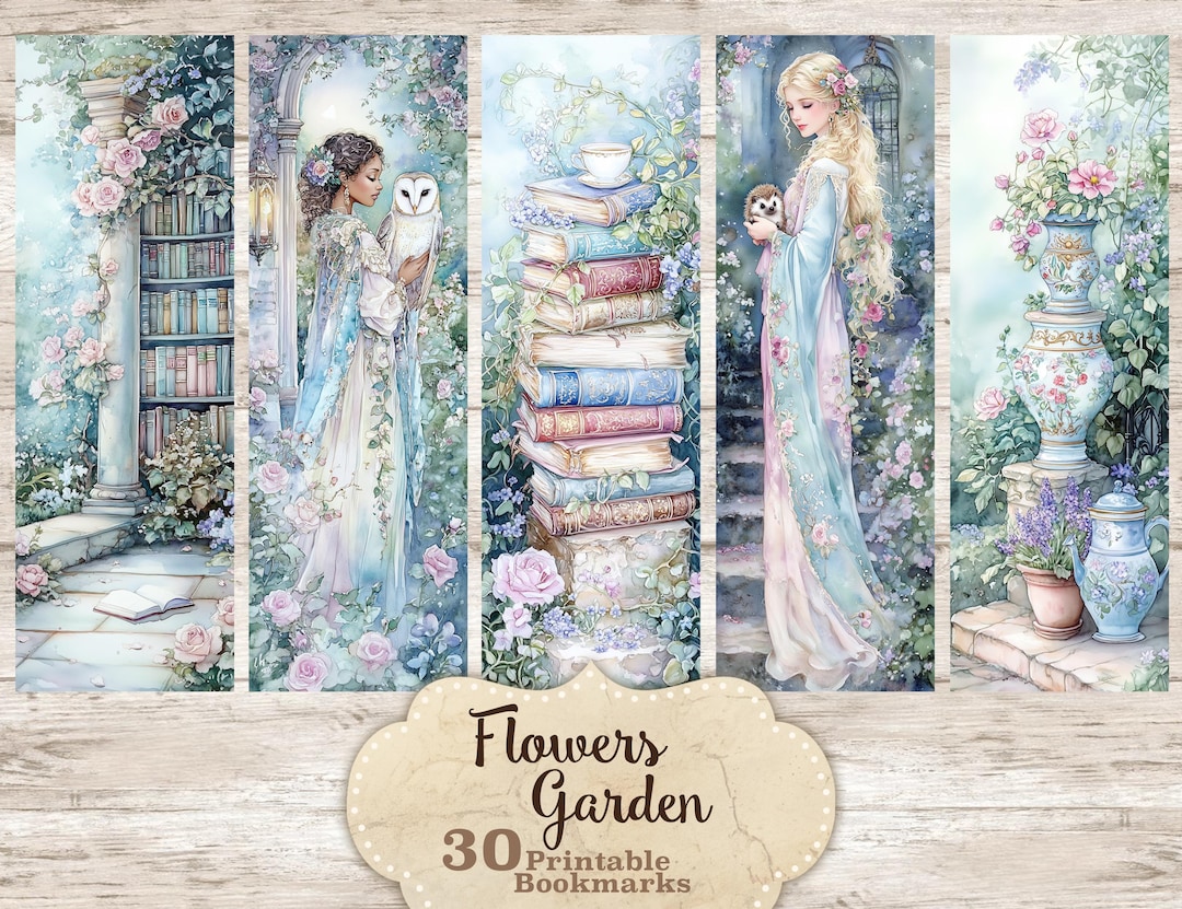 Floral Garden Bookmarks: Whimsical Book Lover Gift (digital Download ...