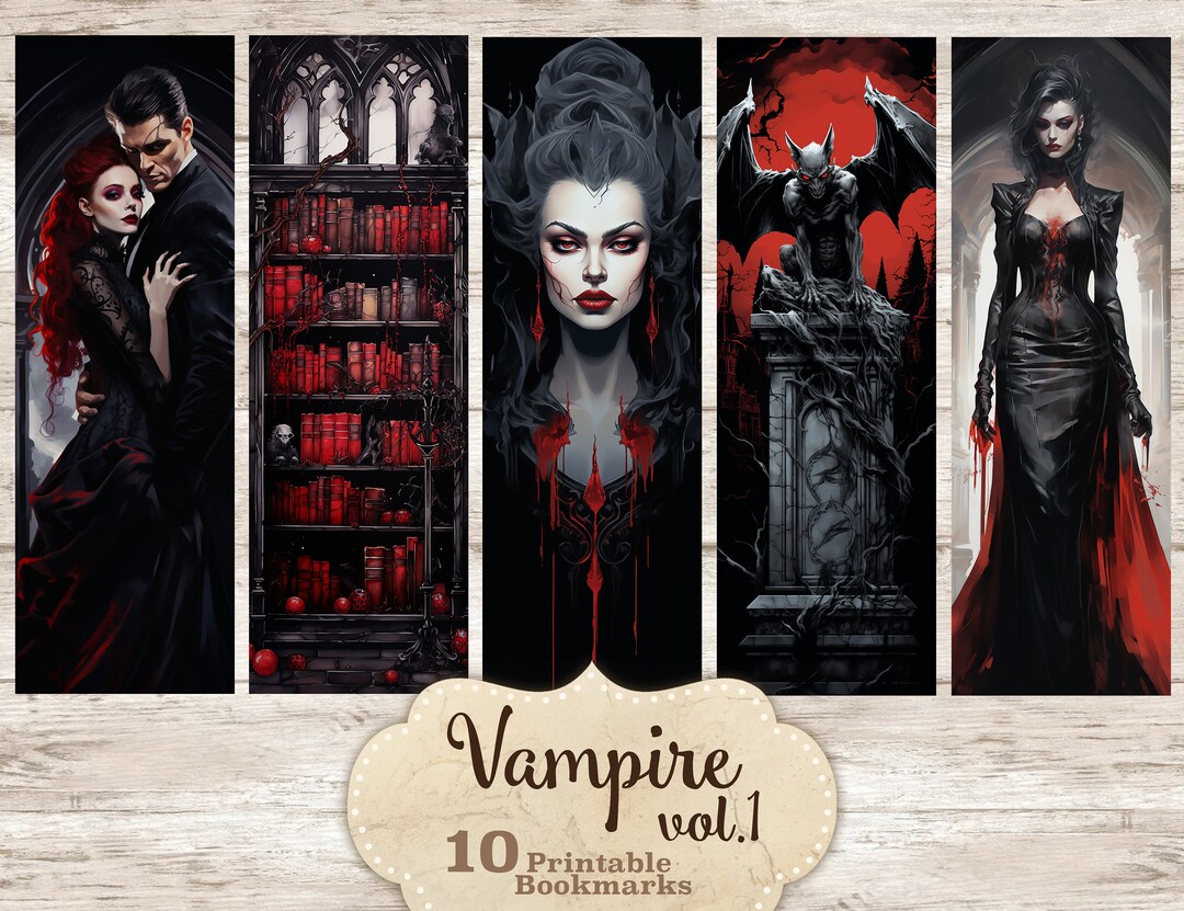 Vampire Bookmarks Printable, Dark Fantasy Bookmark, Dark Fantasy ...