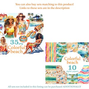 Colorful Beach Clipart, Bright Beach Clipart, Summer Girl Clipart ...