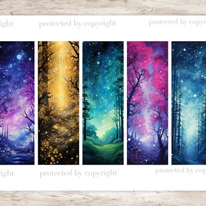 Night Forest Bookmarks, Printable Bookmarks for Women, Print and Cut ...