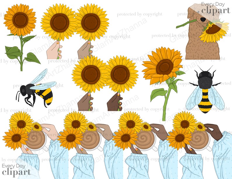 Sunshine Clipart Sunflower Clipart Bundle Summer Clip Art - Etsy