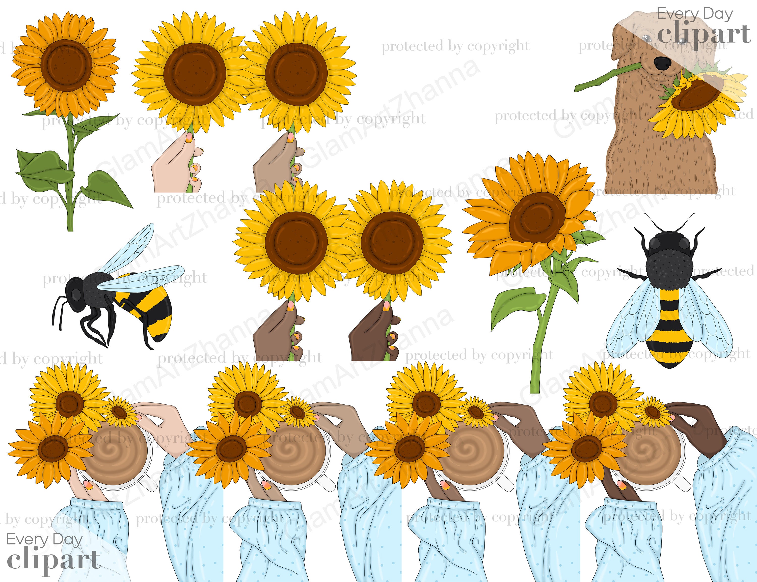 Sunshine Clipart Sunflower Clipart Bundle Summer Clip Art - Etsy