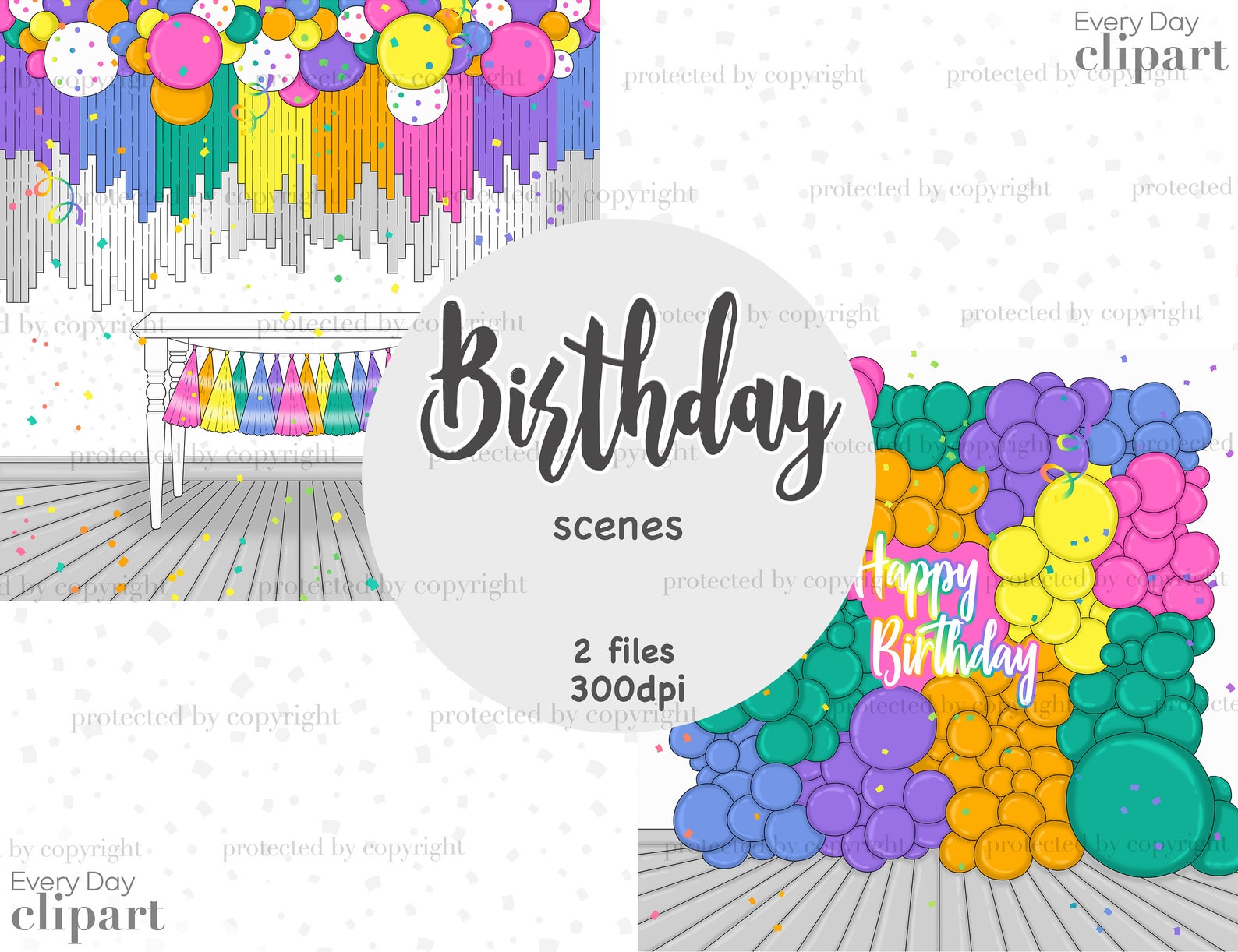Happy Birthday Background Clipart PNG Birthday Room Scene - Etsy