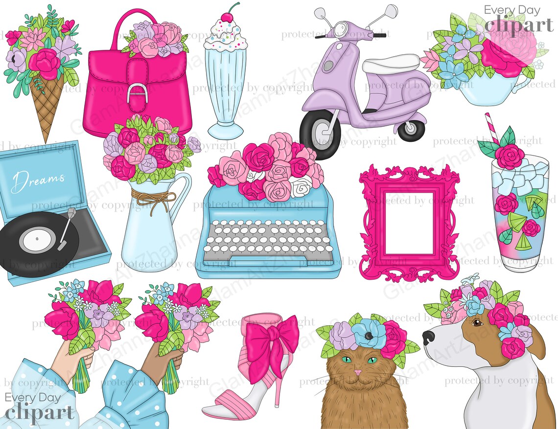 Spring Clipart Bundle Clipart PNG Designs Wildflower Spring - Etsy