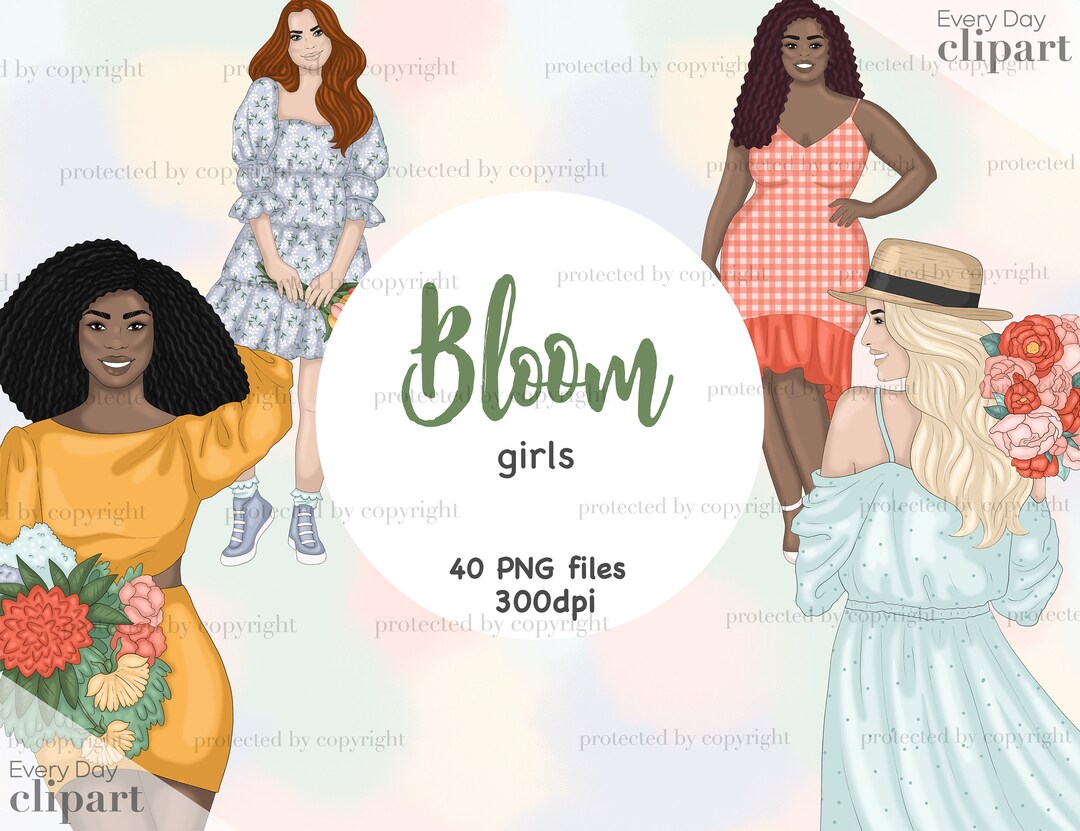 Spring Girl Clipart Bundles Png, Hello Spring Fashion Girl Clip Art ...