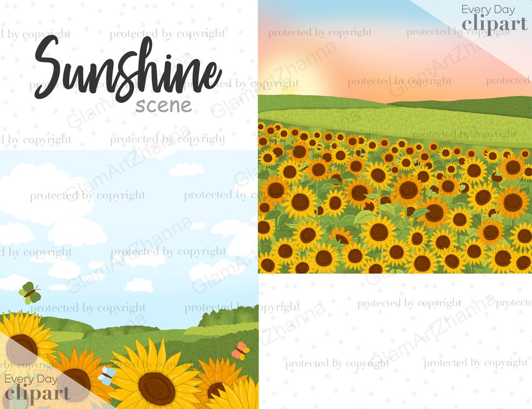 Sunshine Clipart, Sunflower Clipart Bundle, Summer Clip Art, Honey Bee ...