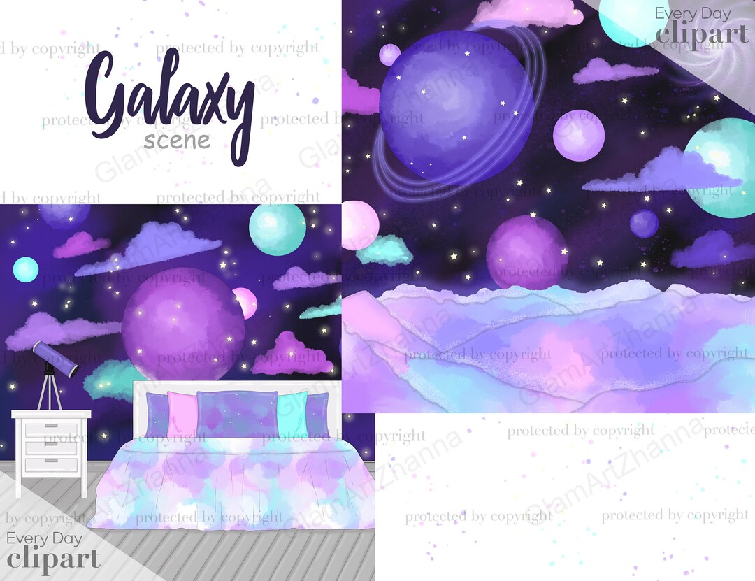 Moon Scene, Galaxy Clip Art, Night Sky Clipart, Space Clipart, Cosmic ...