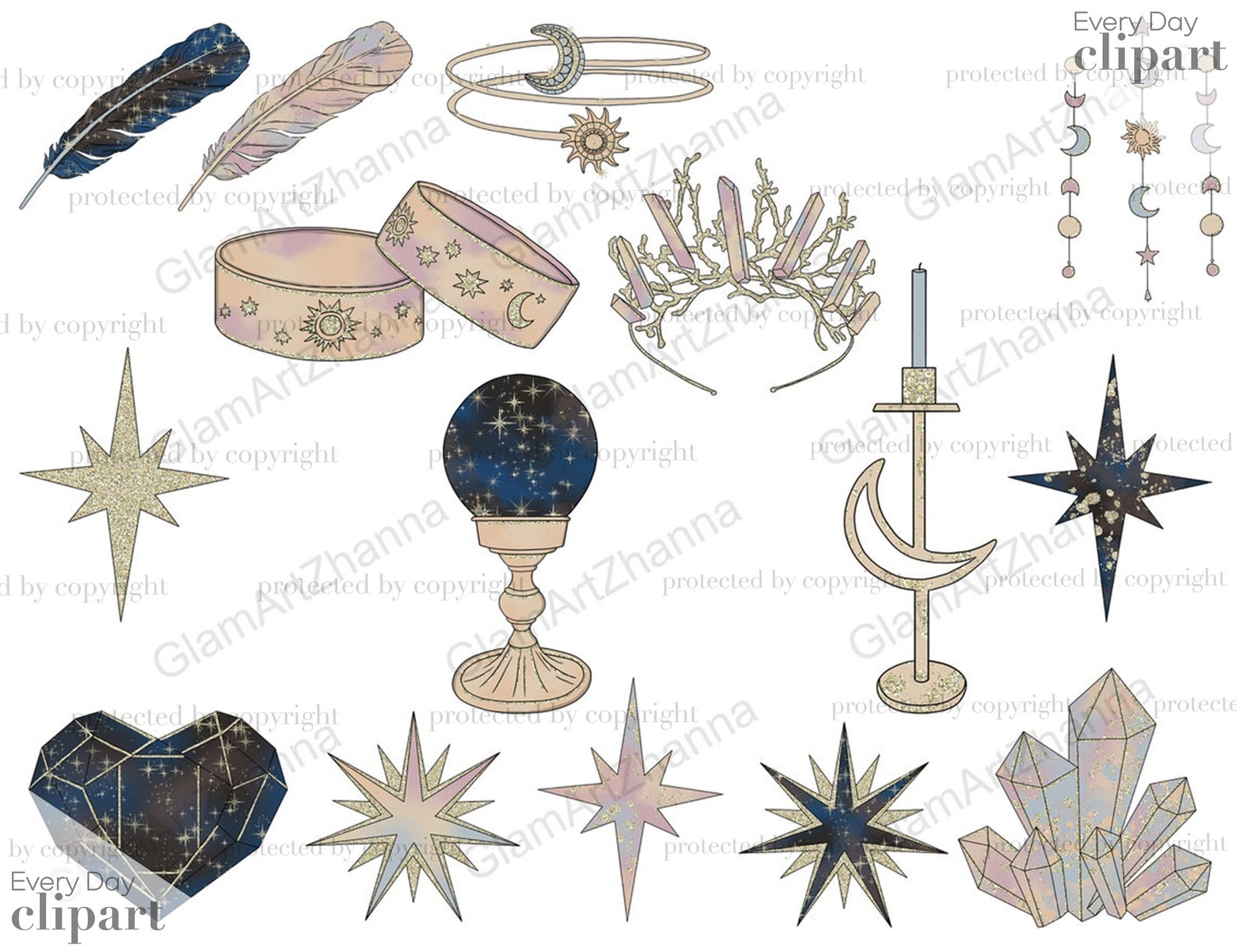 Celestial Clipart Moon Clipart Zodiac Clipart Mystic - Etsy