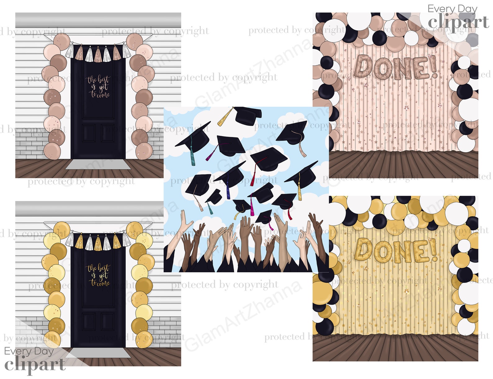 Graduation Clipart Graduation Scenes Clipart Grad Gowns - Etsy