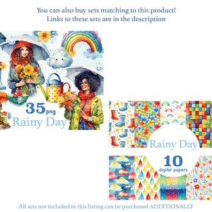 Rainy Day Digital Paper, Rainy Day Seamless Pattern, Spring Seamless ...