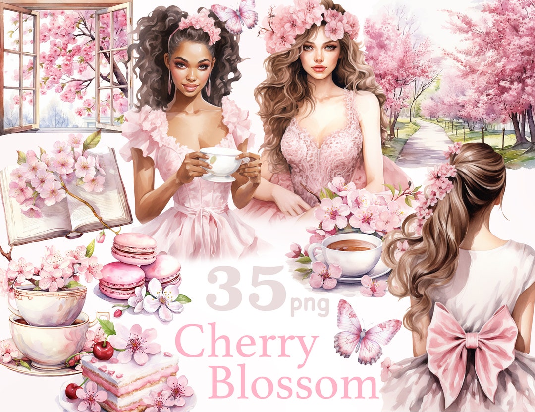 Cherry Blossom Clipart, Cherry Blossom Clip Art, Cherry Blossom Girl ...