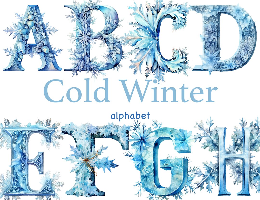Cold Winter Alphabet Clipart, Invitation Wedding Alphabet, Invitation ...