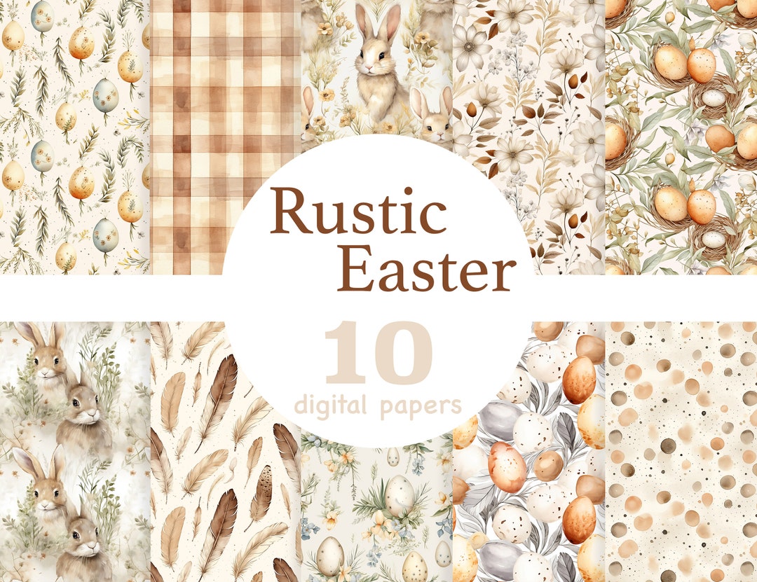 Rustic Easter Seamless Paper: Floral Bunny Eggs (digital Download) - Etsy