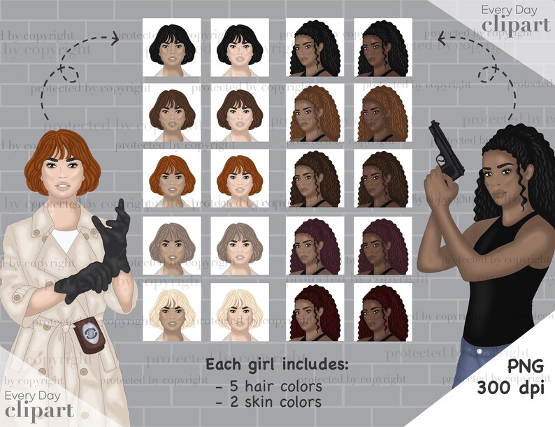Detective Girl Clipart Evidence Crime Clipart Forensic - Etsy