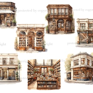 Bookstore Clip Art, Bookstore Illustration, Bookstore Digital Download ...