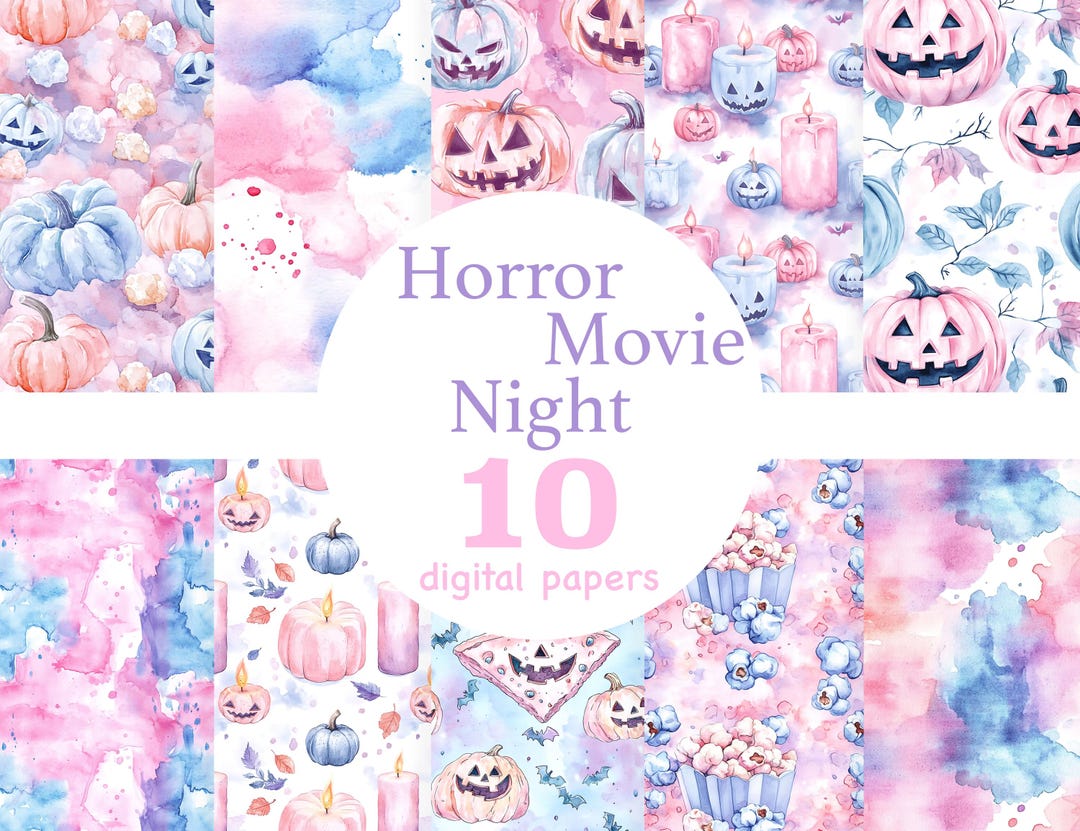 Horror Night Papers, Halloween Digital Paper, Horror Movie Night Papers ...
