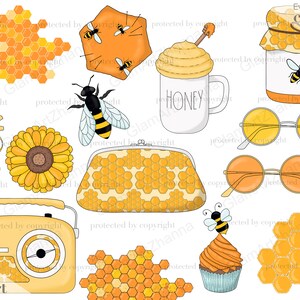 Spring Summer Honey Bees Clipart, Bee Clipart, Honeycombs Clipart ...