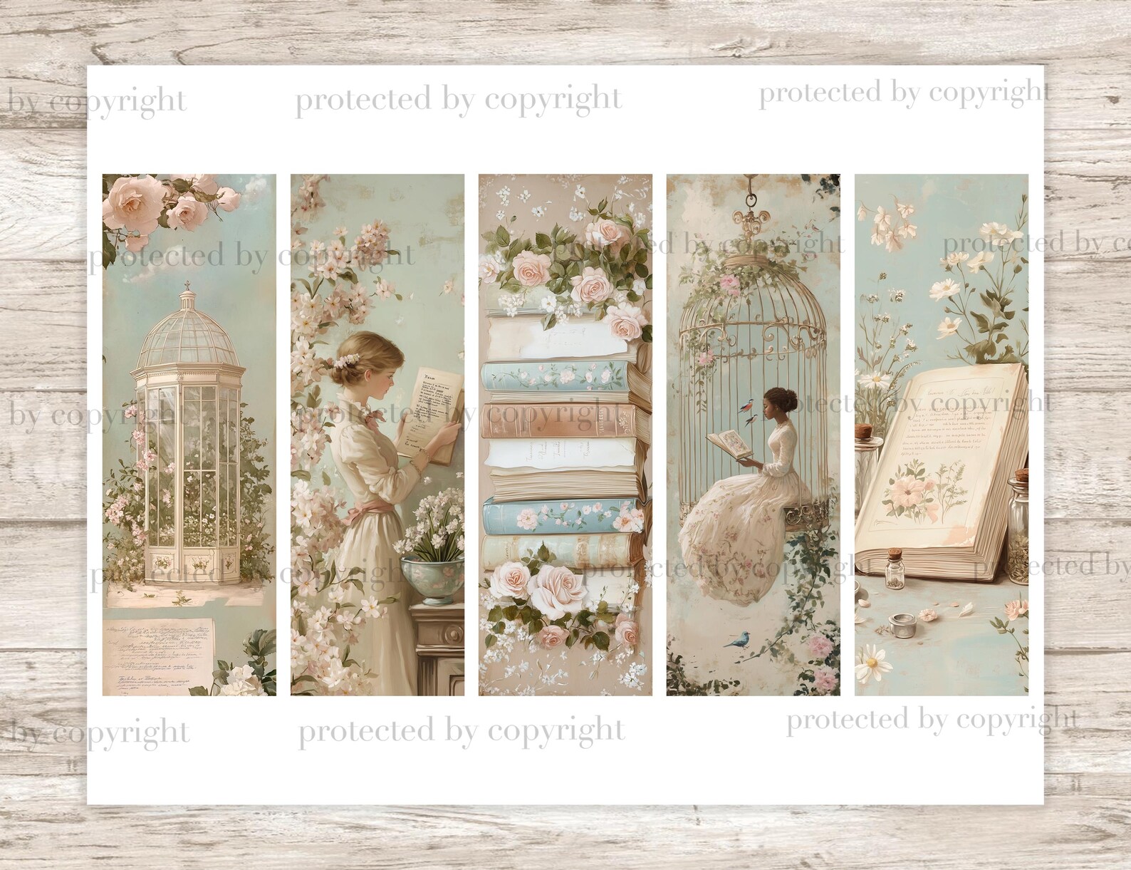 Pastel Victorian Bookmarks Printable Floral Library Bookmark Printable ...