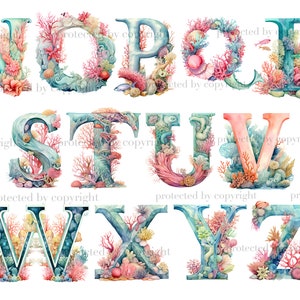 Coral Reef Alphabet PNG: Summer Wedding Font, Letters Clipart (digital ...