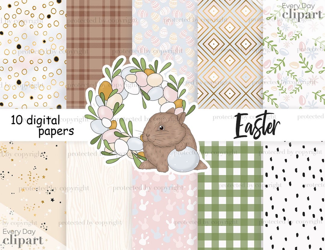 Easter Digital Paper, Spring Easter Seamless Pattern, Cute Easter ...