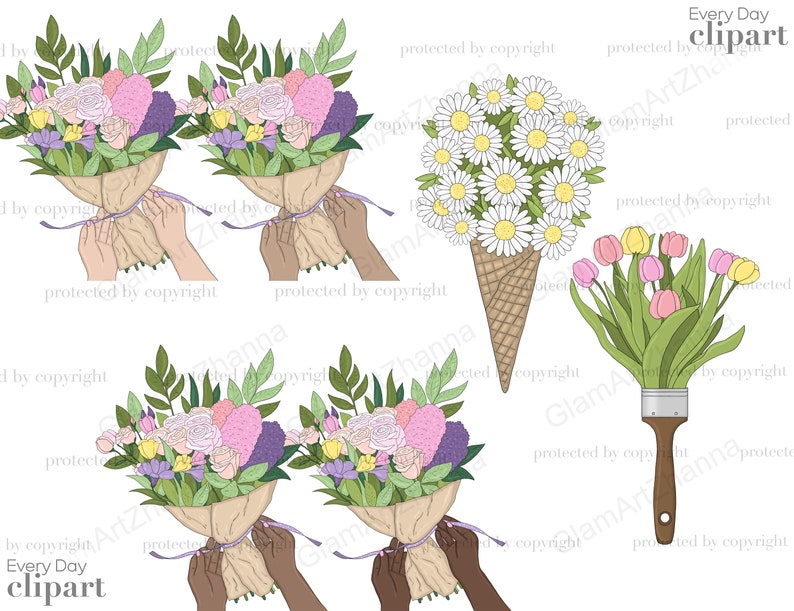 Spring Clipart Bundle Clipart PNG Designs Wildflower Spring - Etsy