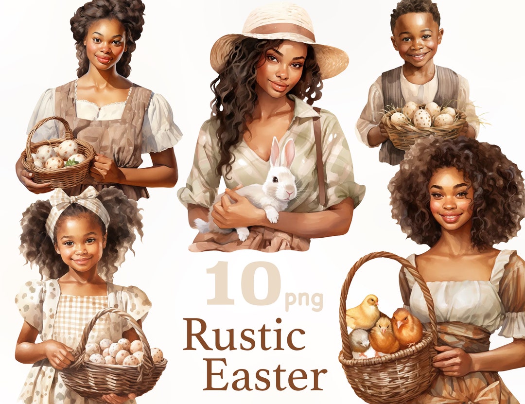 Rustic Easter Clipart, Easter Black Girls Clipart, Easter Black Woman ...